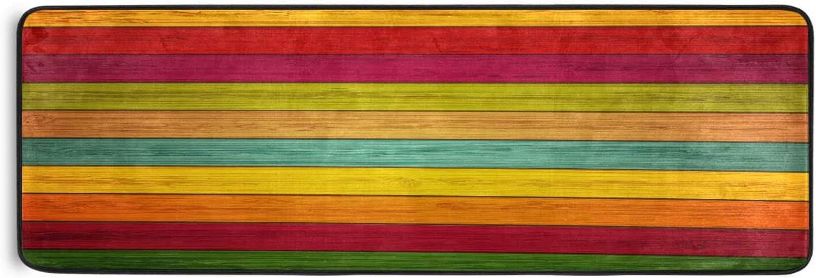 Coolnut Wooden Colored Stripes Area Rug - 2' x 6' Washable Runner Rugs ...