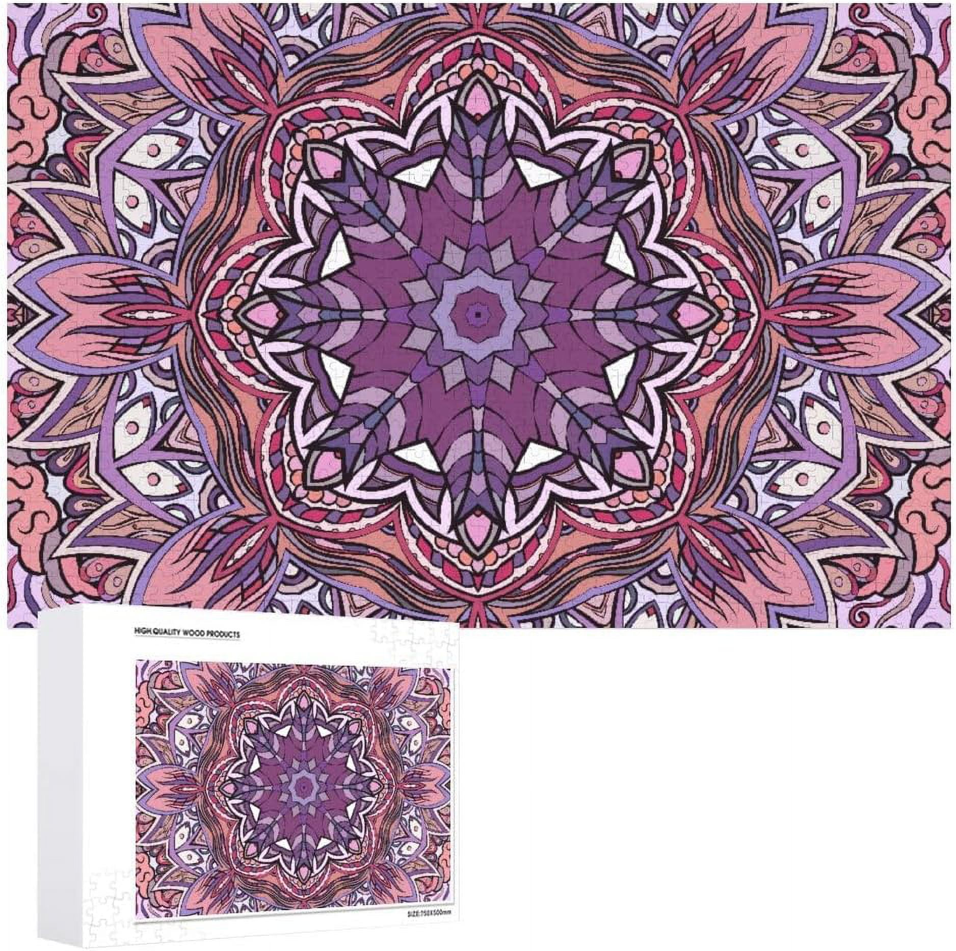 Coolnut Wooden Jigsaw Puzzles 1000 Pieces, Colorful Doodle Ethnic ...