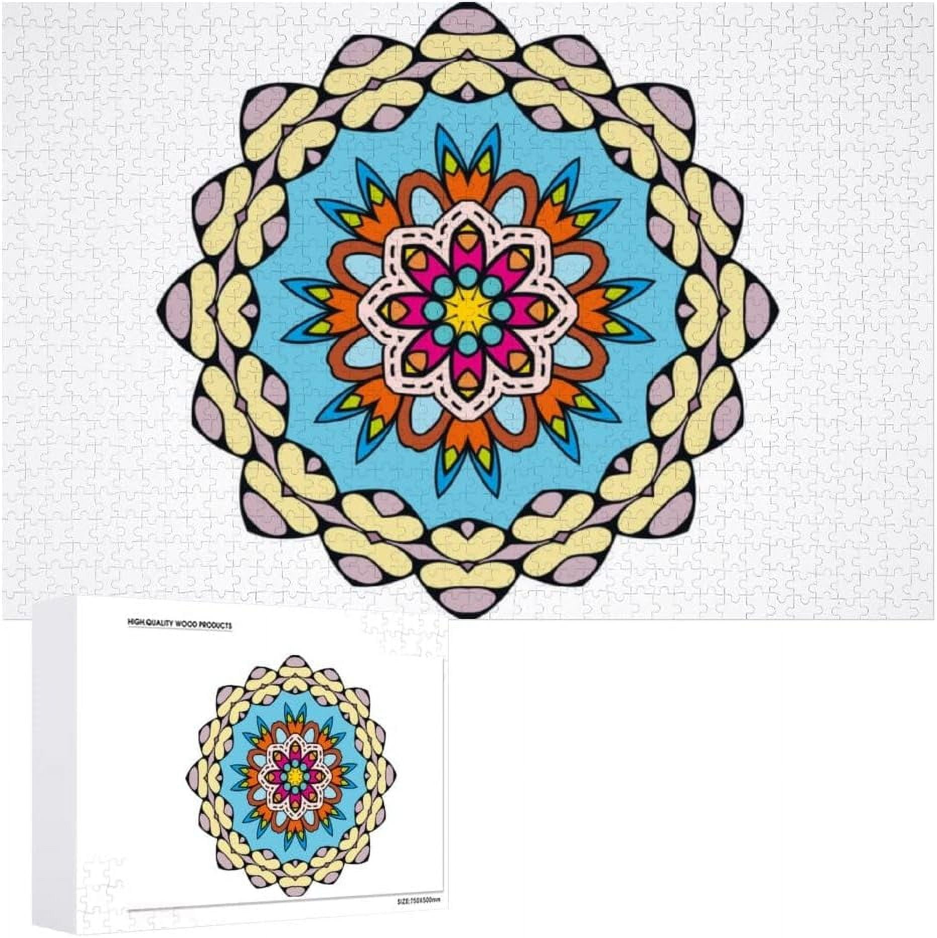 Coolnut Wooden Jigsaw Puzzles 1000 Pieces, Mandala Flower Ornament ...