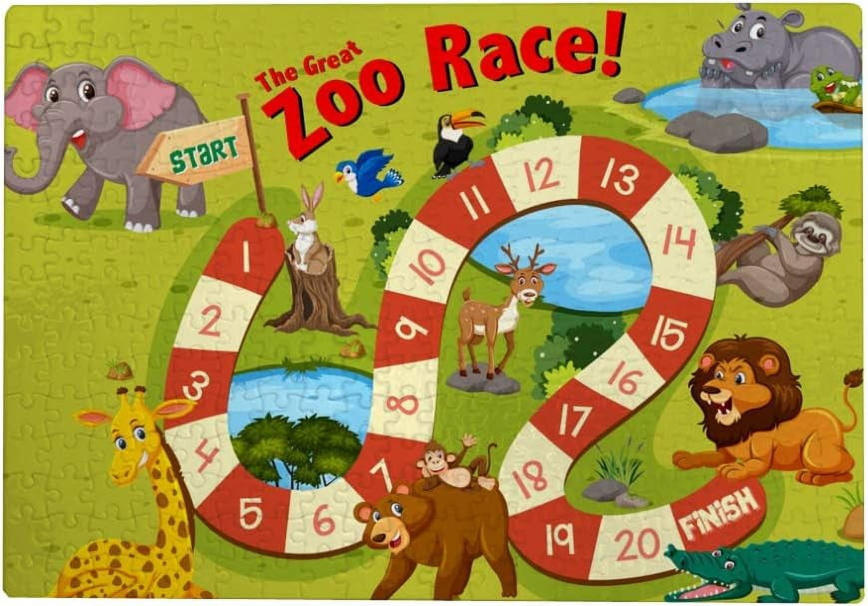 Coolnut Wooden Jigsaw Puzzles 500 Pieces, 20.5" x 14.9" Animal Zoo Race ...