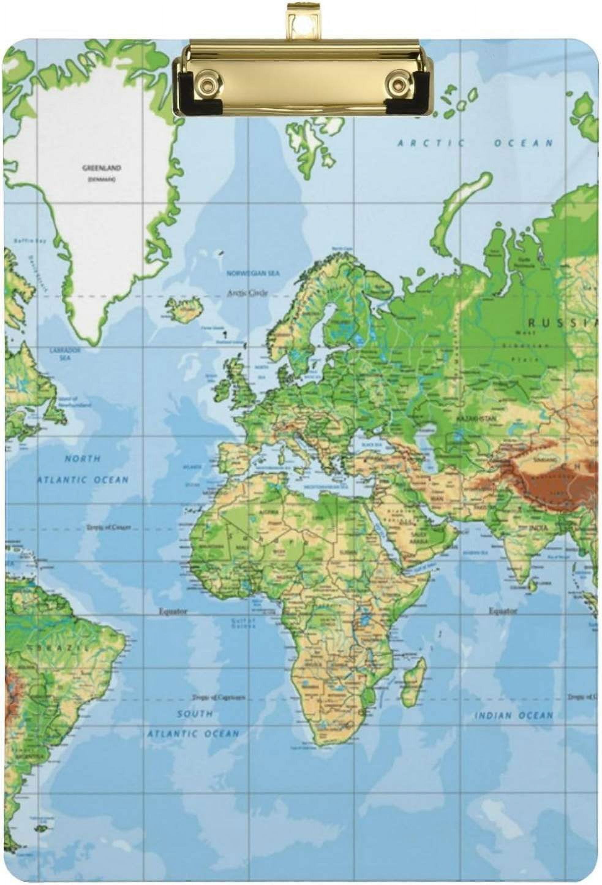 Coolnut World Map Clipboard, Acrylic Standard A4 Letter Size Clip Board ...