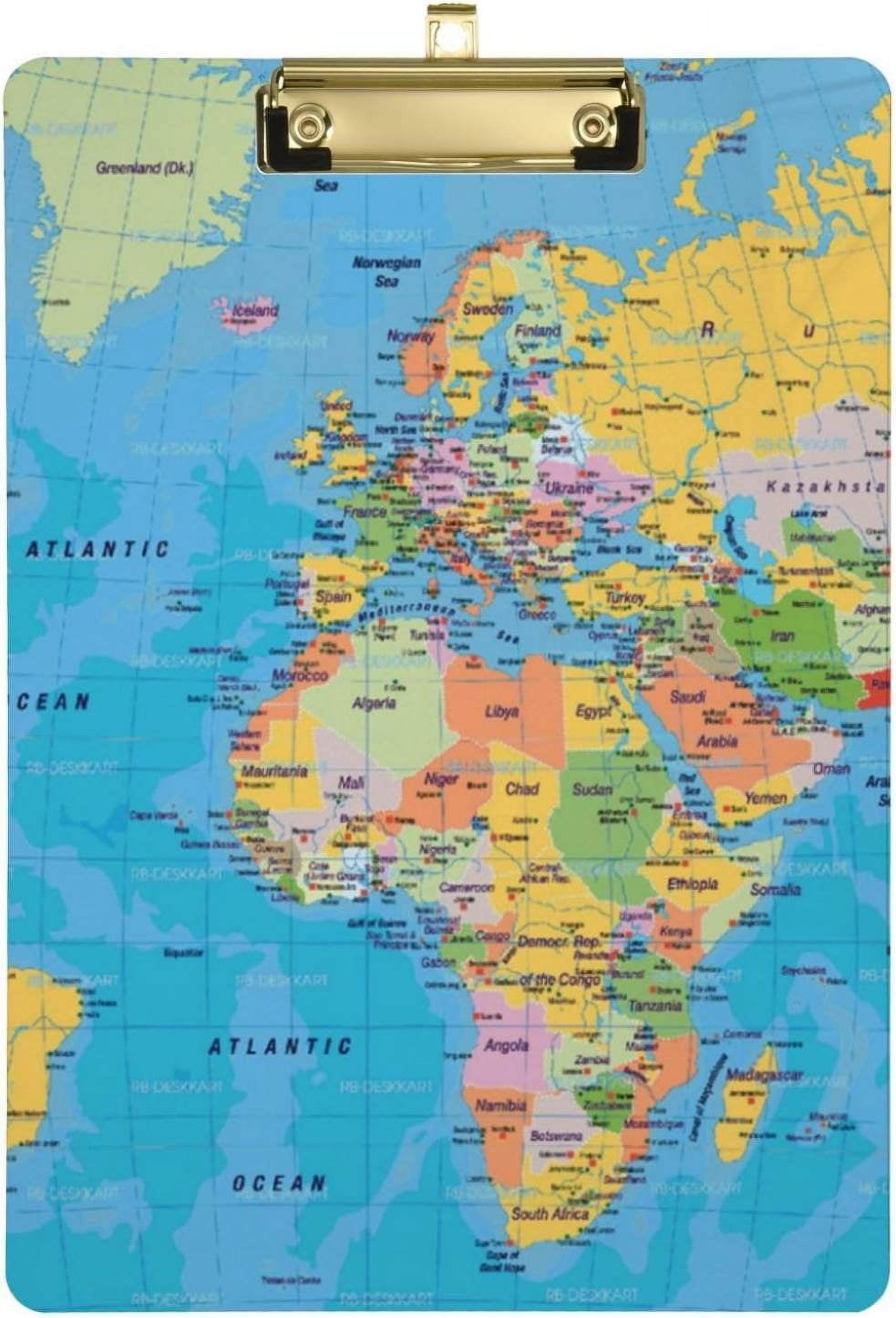 Coolnut World Map Clipboard, Acrylic Standard A4 Letter Size Clip Board ...