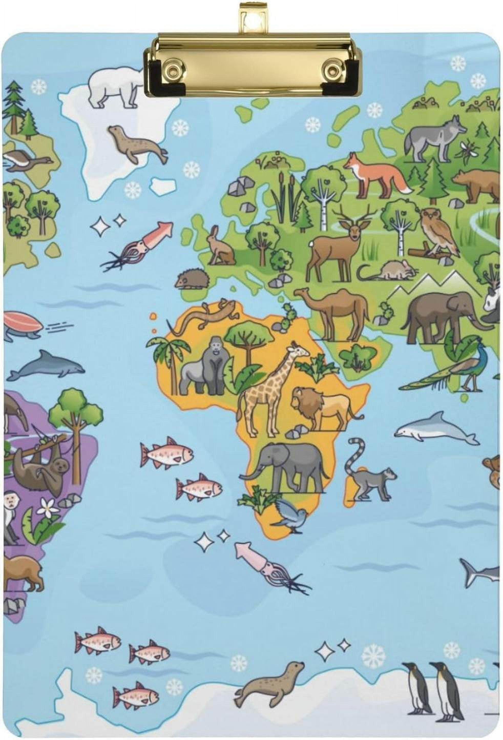 Coolnut World Map Clipboard, Acrylic Standard A4 Letter Size Clip Board ...