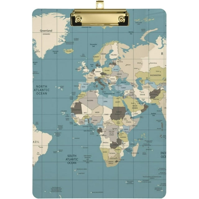 Coolnut World Map Clipboard, Acrylic Standard A4 Letter Size Clip Board ...