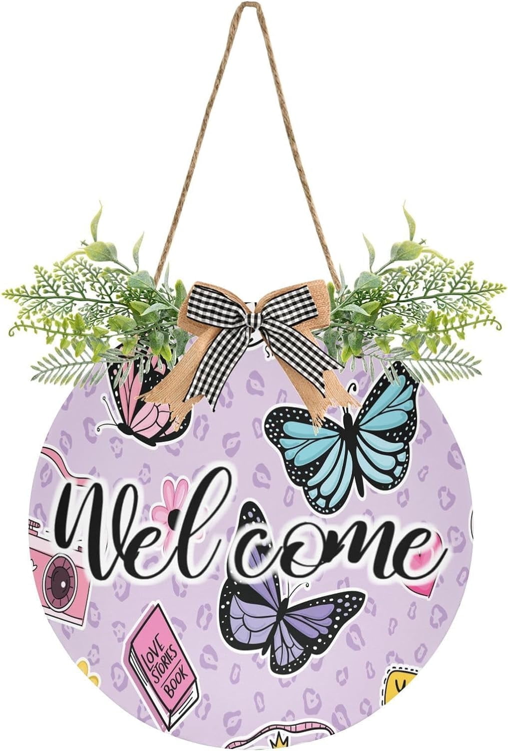 Coolnut Y2k Butterfly Front Door Round, Hanging Welcome Sign, Front ...