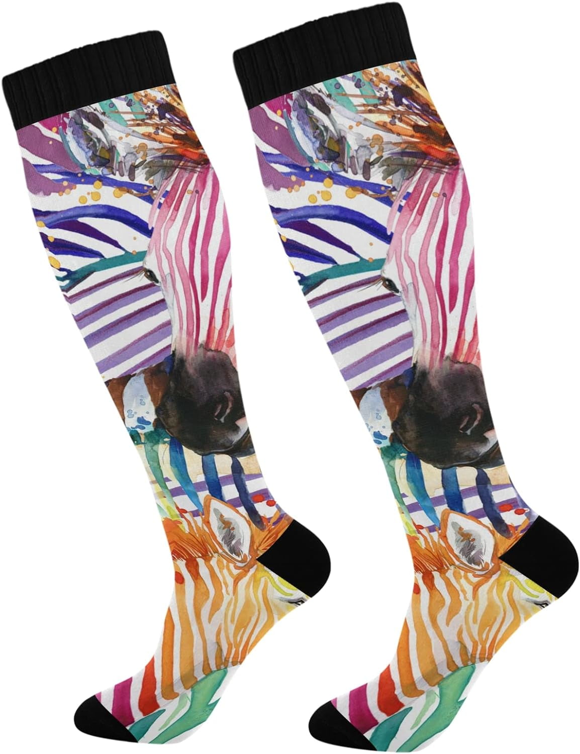 Coolnut Zebra Compression Socks, 1 Pack Women Men Long Stocking (20 ...