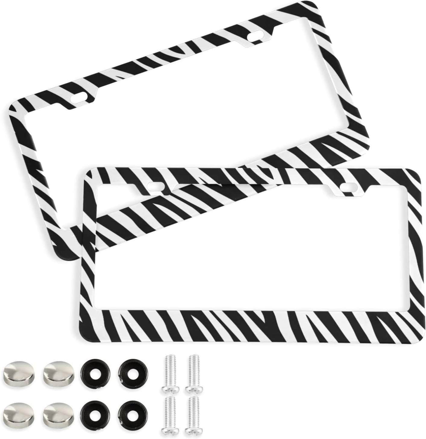 Coolnut Zebra License Plate Frames 2 Pack, Waterproof Aluminum Alloy ...