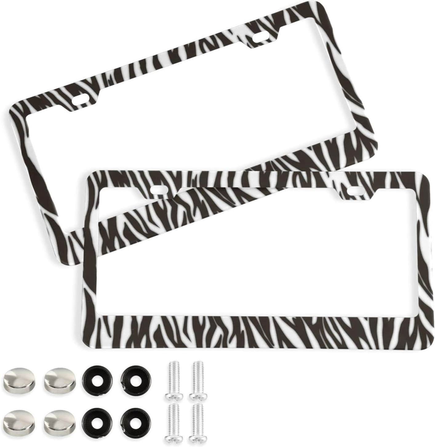 Coolnut Zebra License Plate Frames 2 Pack, Waterproof Aluminum Alloy ...
