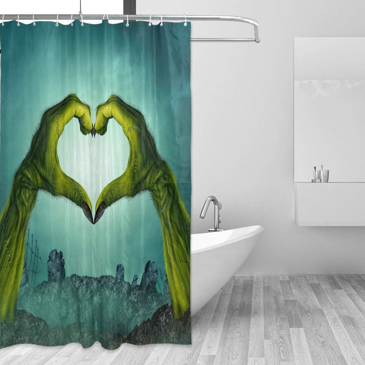 Coolnut Zombie Hand Heart Shape Bath Shower Curtain Liners 72"x72", 100 ...