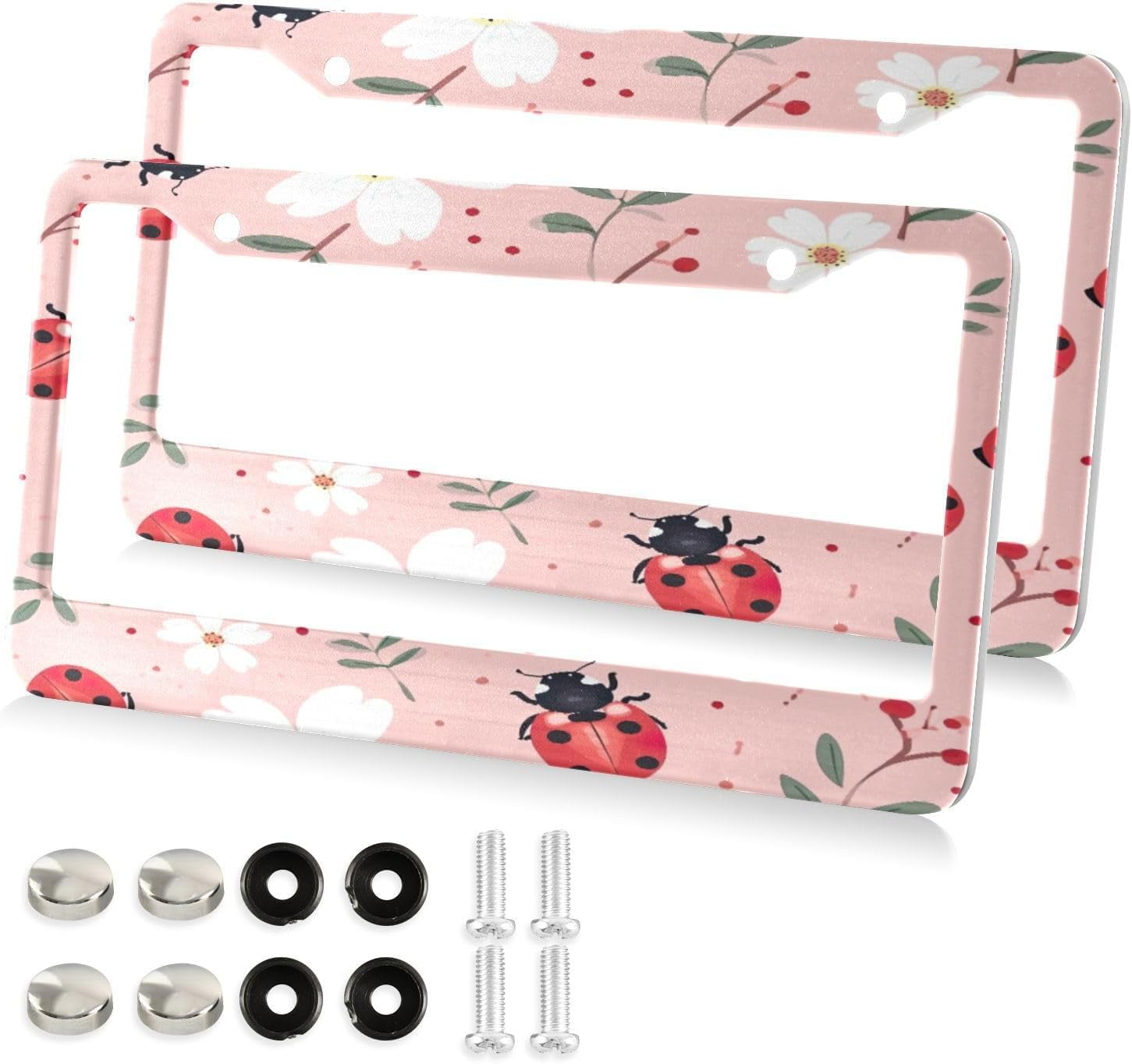 Coolnut red Beetle Ladybug License Plate Frames 2 Packs,License Plate ...