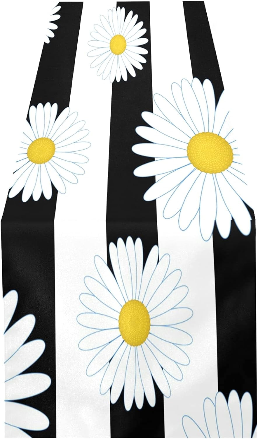 CoolnutTable Runner 14x108in,Black and White Striped Daisies Coffee ...