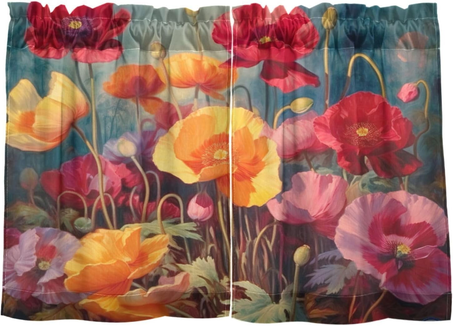 Coolnuti Colorful Flowers Blossom Valances for Windows 24 Inch Small ...