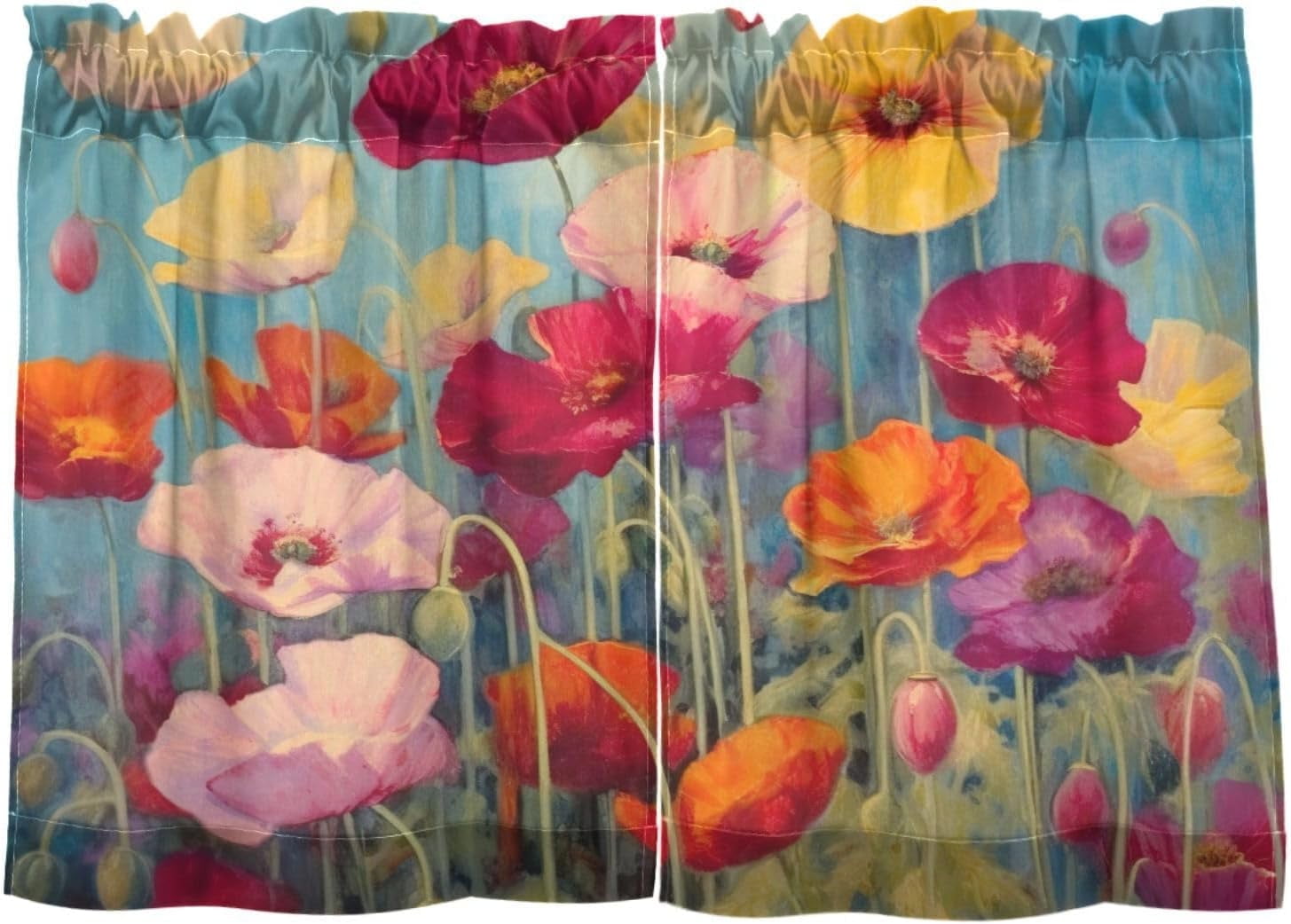 Coolnuti Colorful Flowers Blossom Valances for Windows 24 Inch Small ...