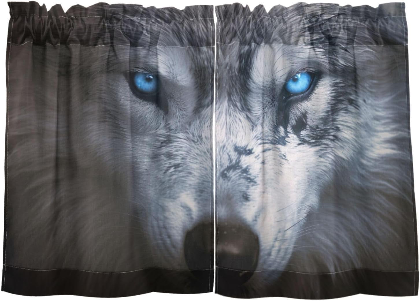 Coolnuti Cool Wolf Face Valances for Windows 24 Inch Small Window ...
