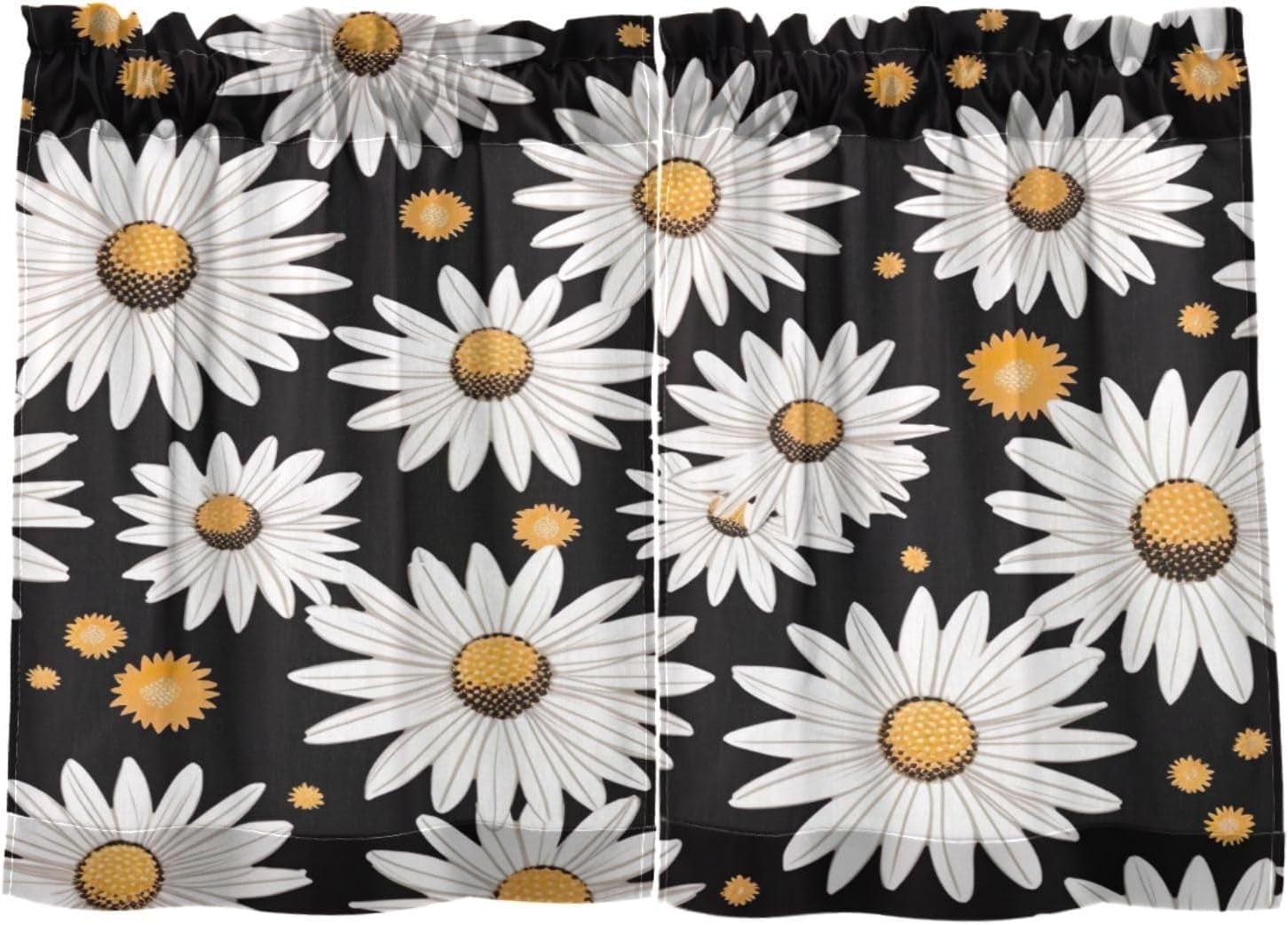 Coolnuti Daisy Black Valances for Windows 36 Inch Small Window Blackout ...