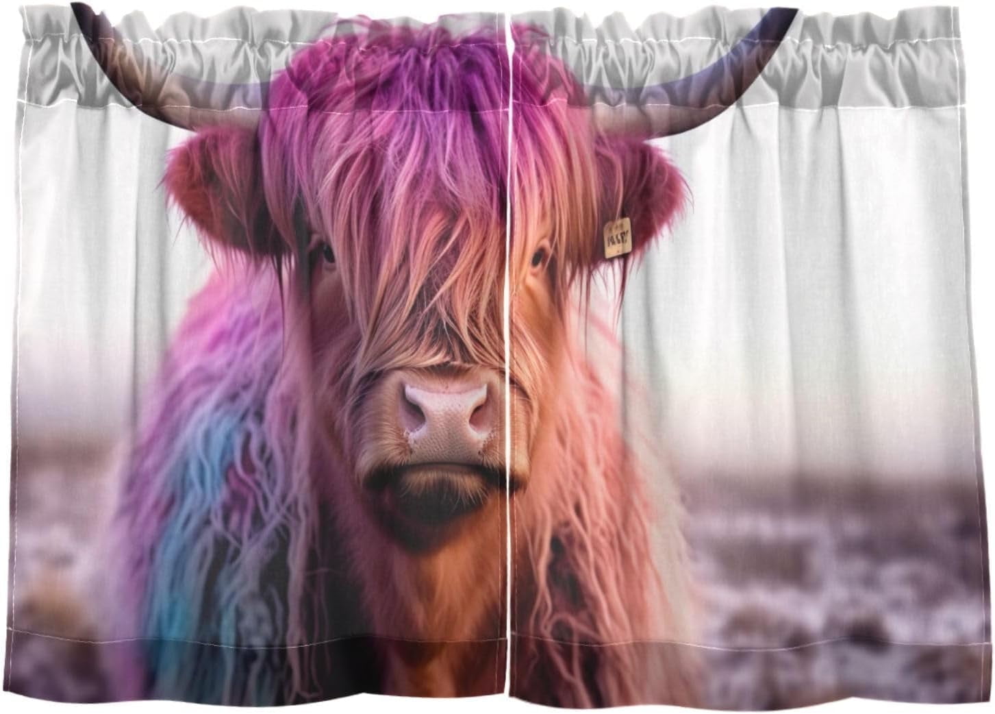 Coolnuti Highland Cow Colorful Valances for Windows 24 Inch Small ...