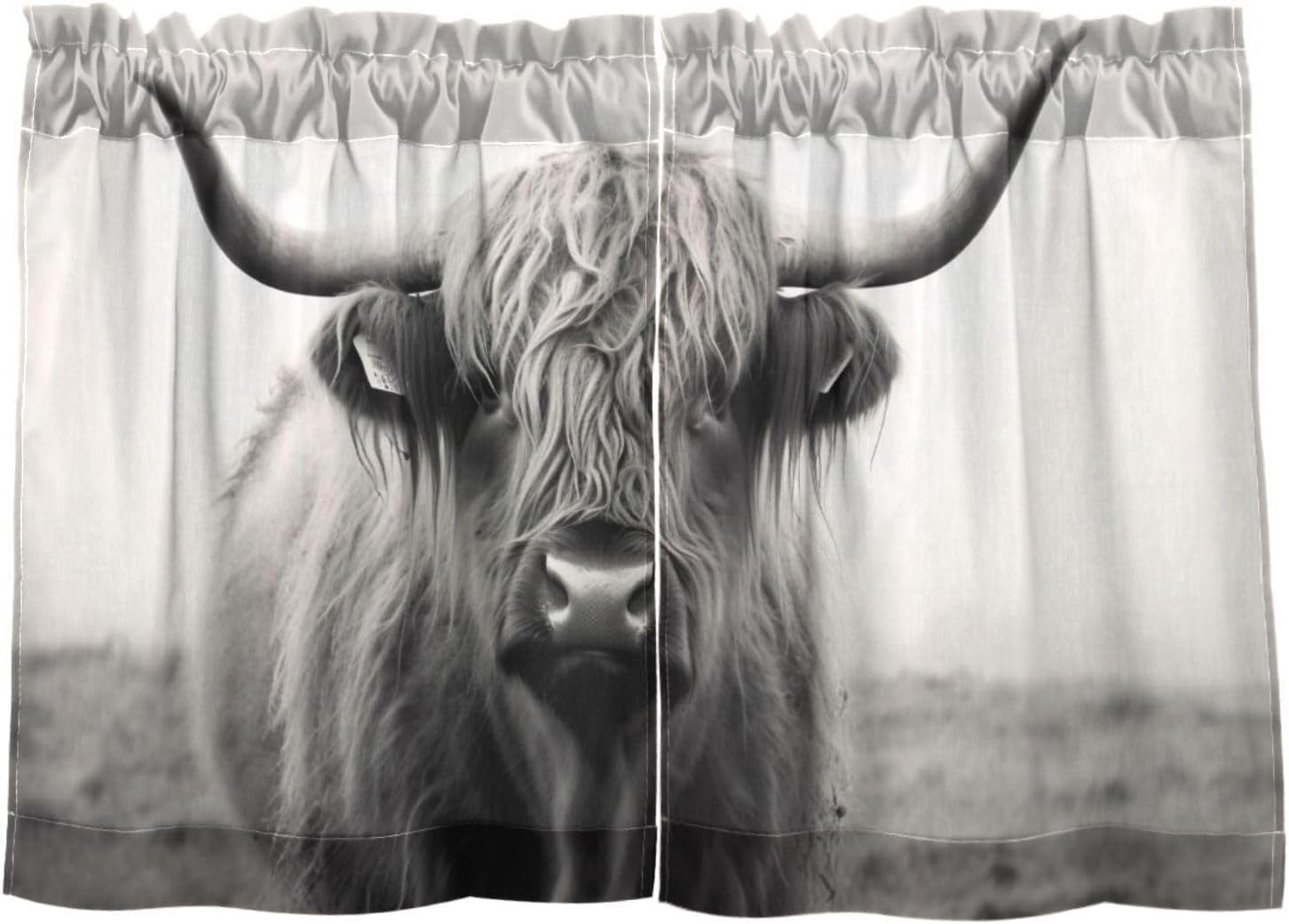Coolnuti Highland Cow Valances for Windows 24 Inch Small Window ...
