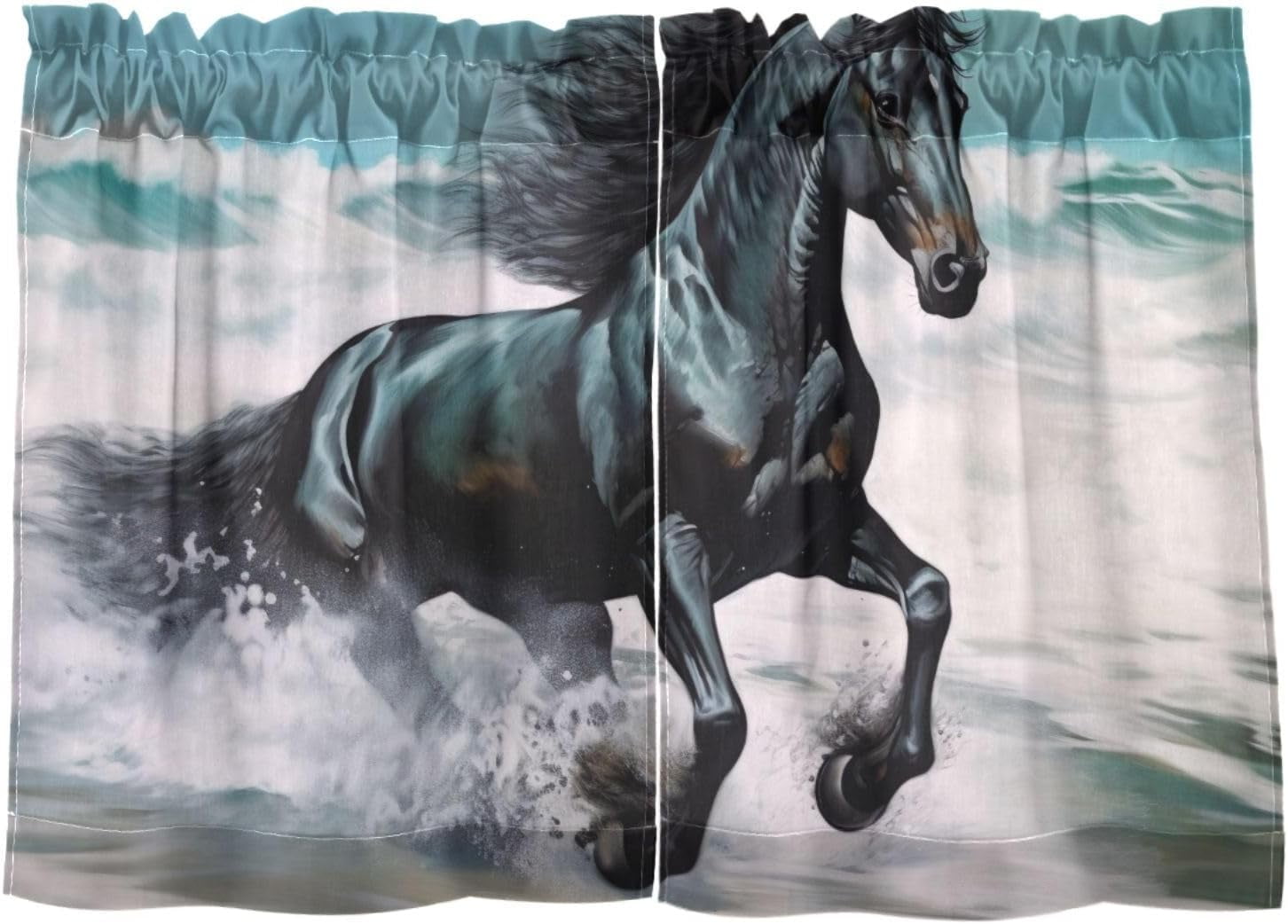 Coolnuti Horse Running River Valances for Windows 36 Inch Small Window ...