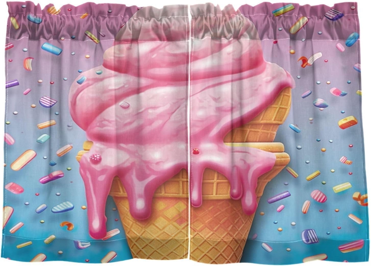 Coolnuti Ice Cream Pink Valances for Windows 24 Inch Small Window ...