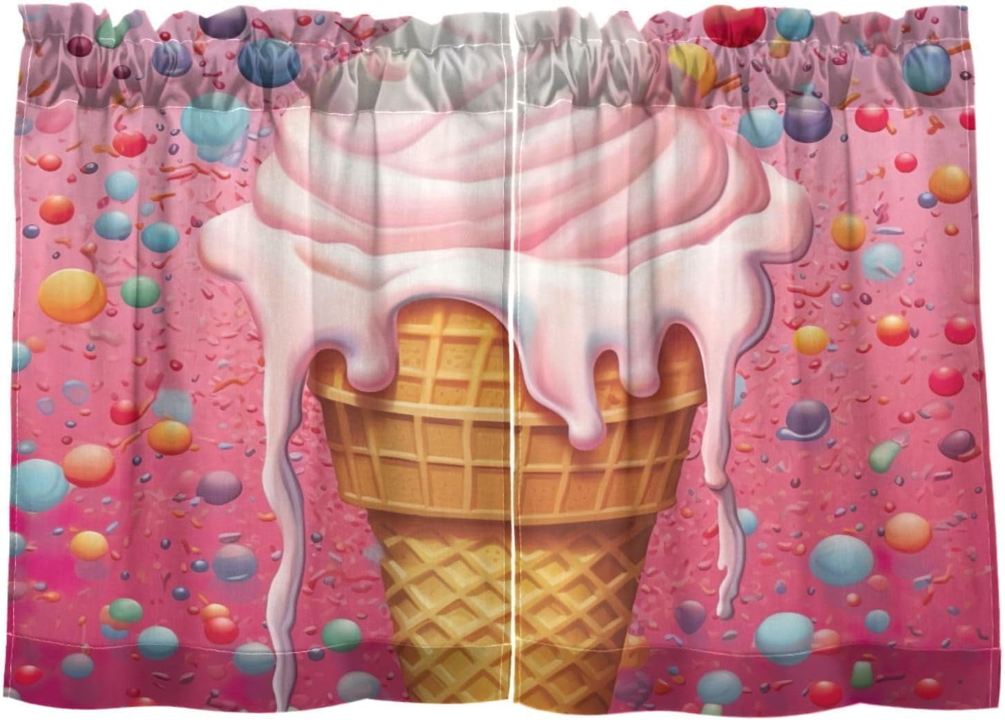 Coolnuti Ice Cream Pink Valances for Windows 36 Inch Small Window ...