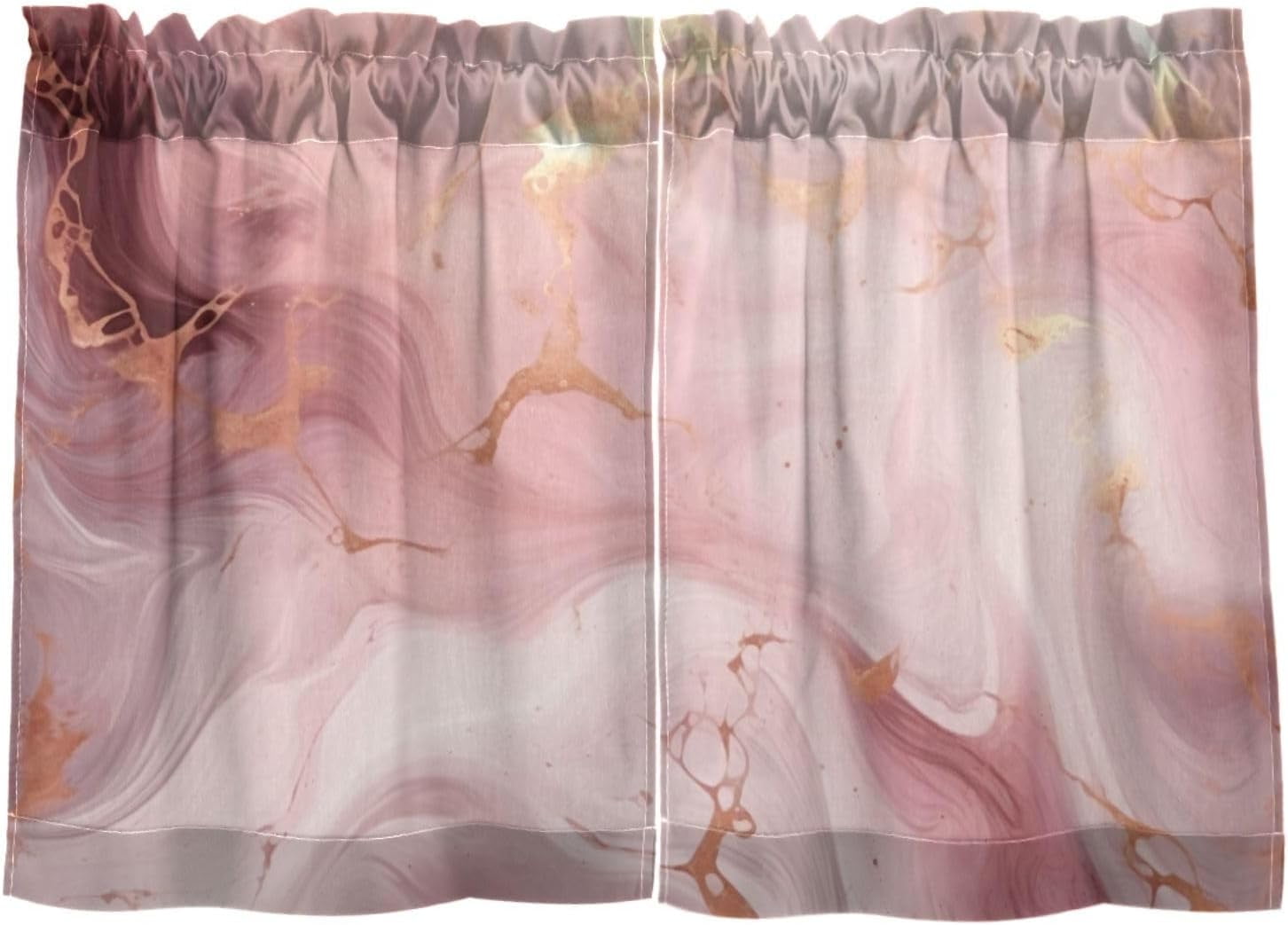 Coolnuti Pink Gold Marble Valances for Windows 24 Inch Small Window ...
