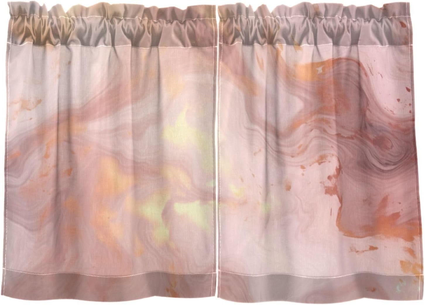 Coolnuti Pink Gold Marble Valances for Windows 24 Inch Small Window ...