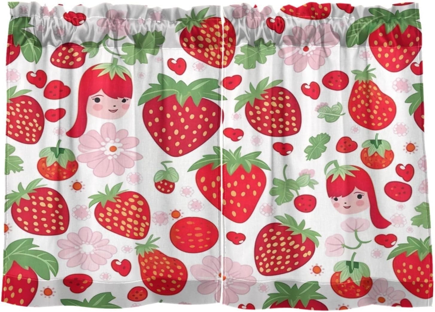 Coolnuti Strawberry Red Valances for Windows 36 Inch Small Window ...