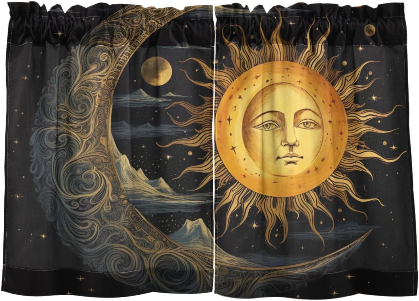 Coolnuti Sun and Moon Valances for Windows 24 Inch Small Window ...