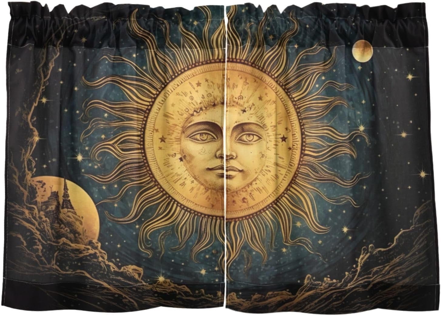 Coolnuti Sun and Moon Valances for Windows 24 Inch Small Window ...
