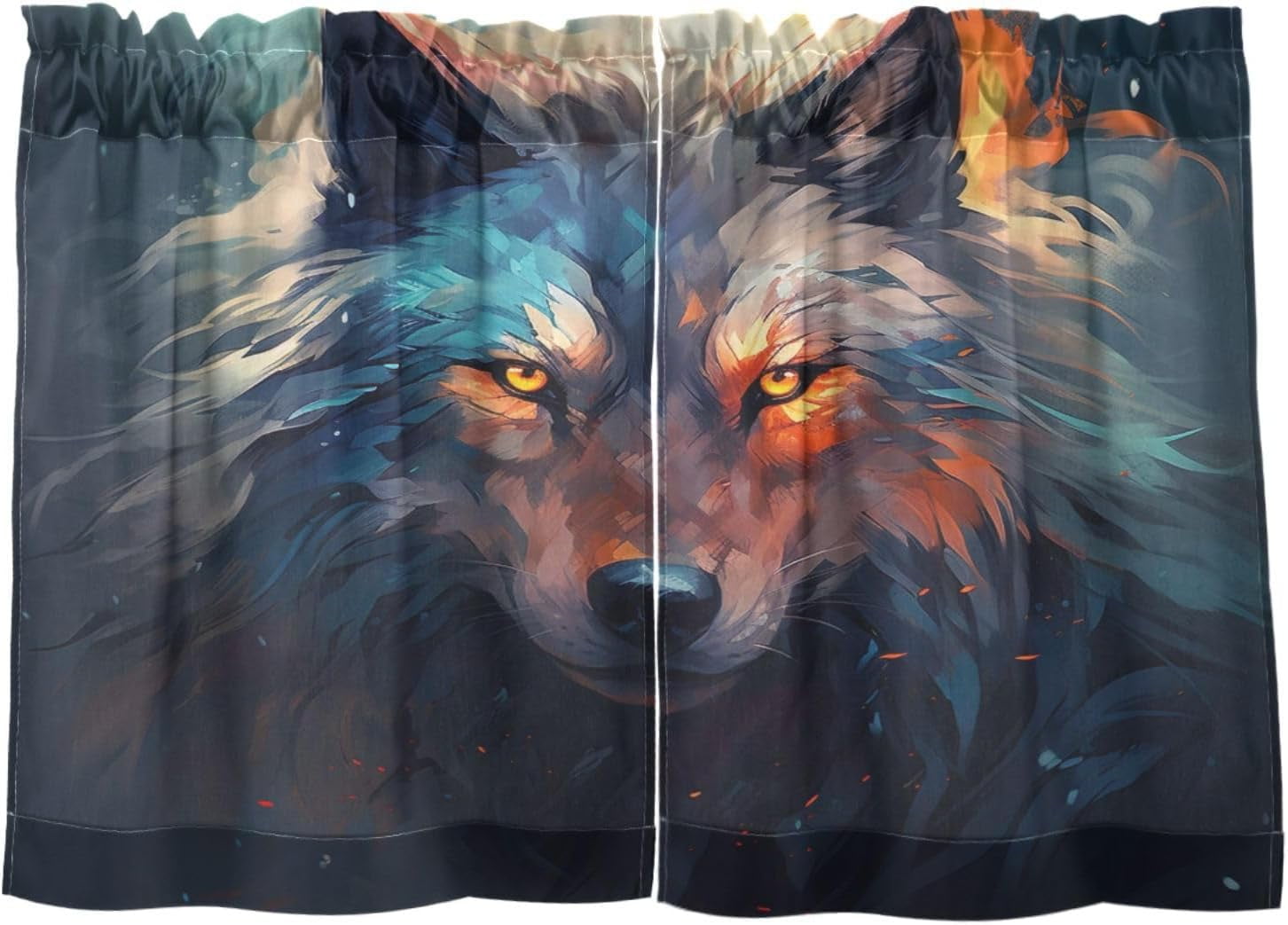 Coolnuti Wolf Fire Eyes Valances for Windows 24 Inch Small Window ...