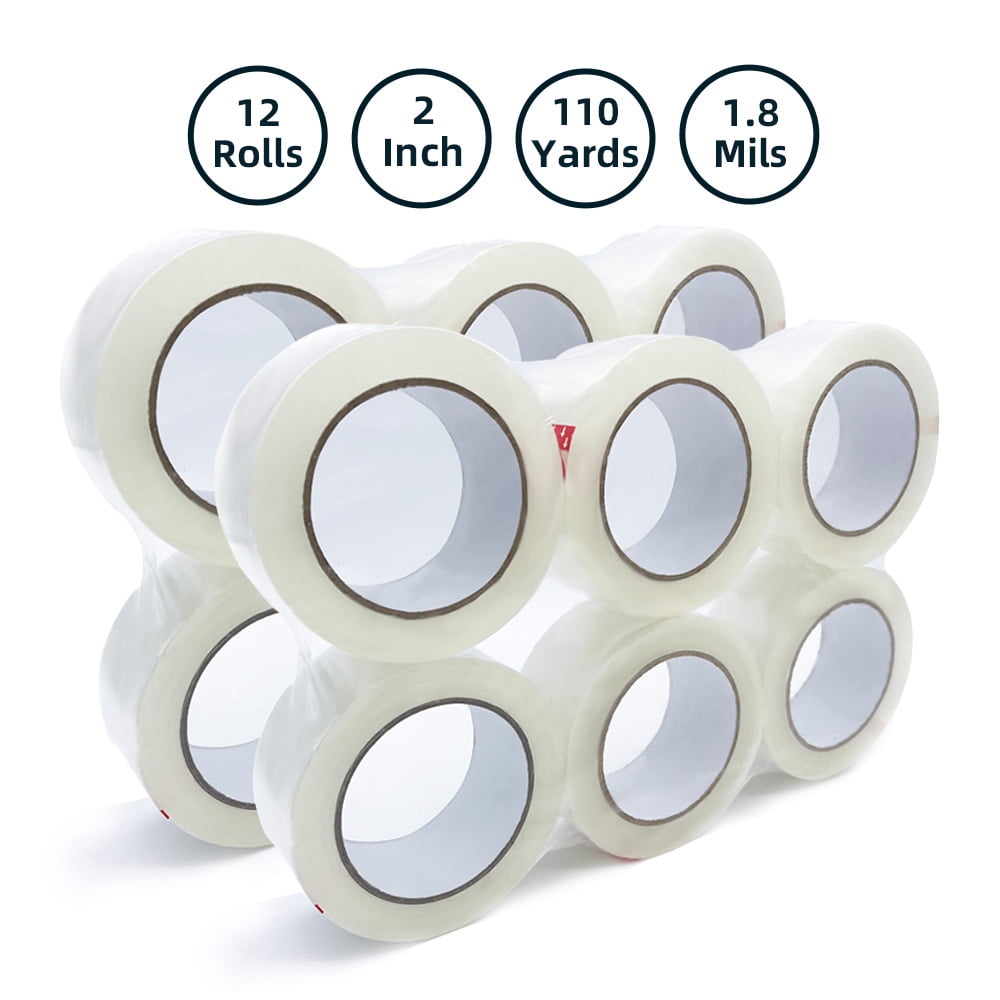 Coolpkg Box Supplies, 12 Rolls 2 Inch x 110 Yards Clear Carton Sealing ...