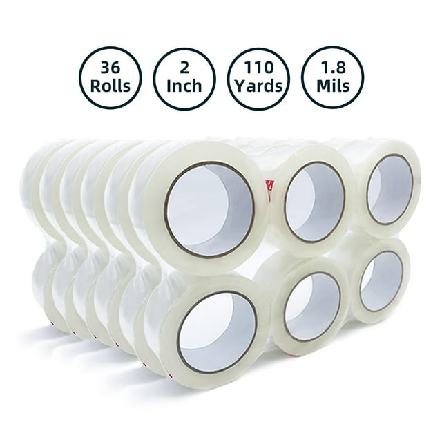 Coolpkg Bulk 36 Rolls, Wide 2 Inch x 110 Yards Clear Packaging Tape for ...