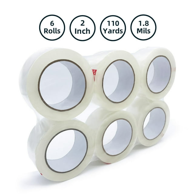 Coolpkg Clear Carton Sealing Tape, 6 Rolls, 2in x 110 Yards, for ...