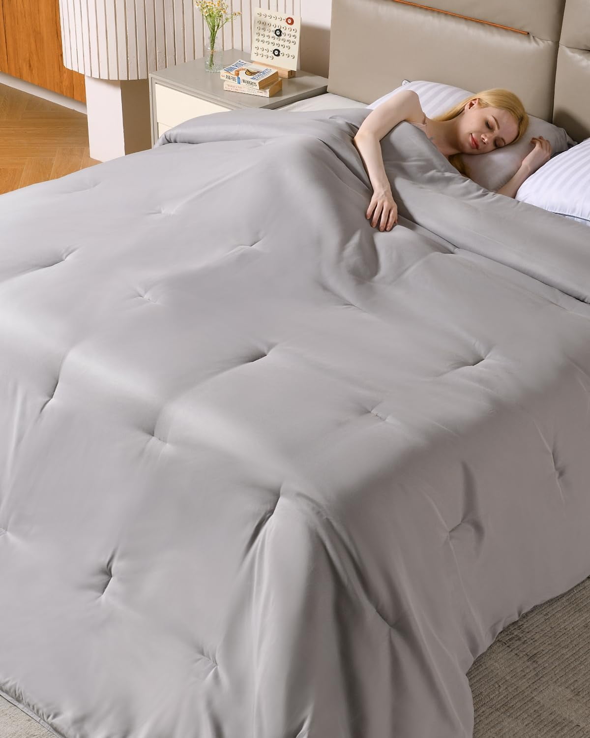 Coolplus All Season Oversized King Comforter 120"x132" Down Alternative Comforter, Lightweight ...