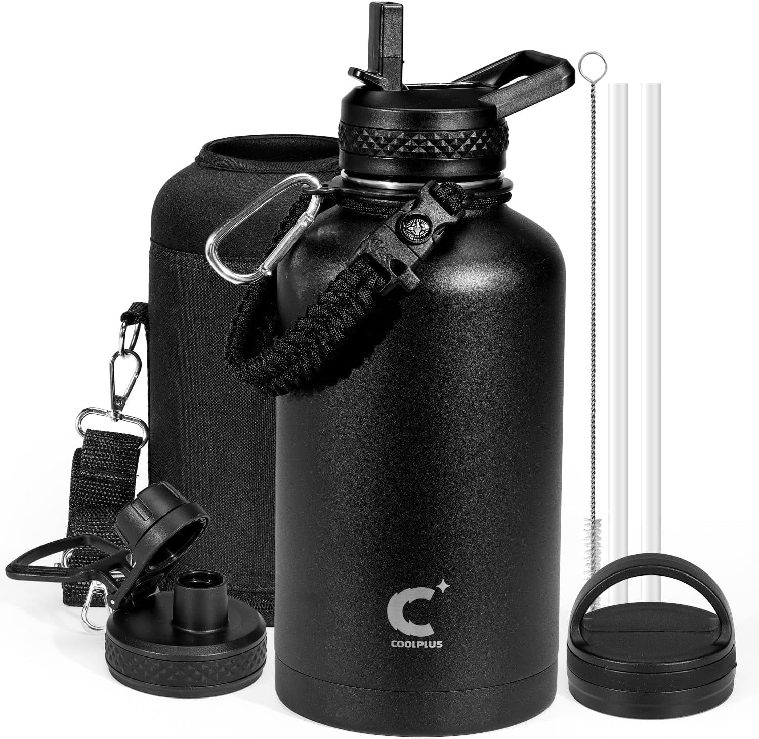 Coolplus Half Gallon Water Bottle Insulated with Paracord Handle & 3 ...