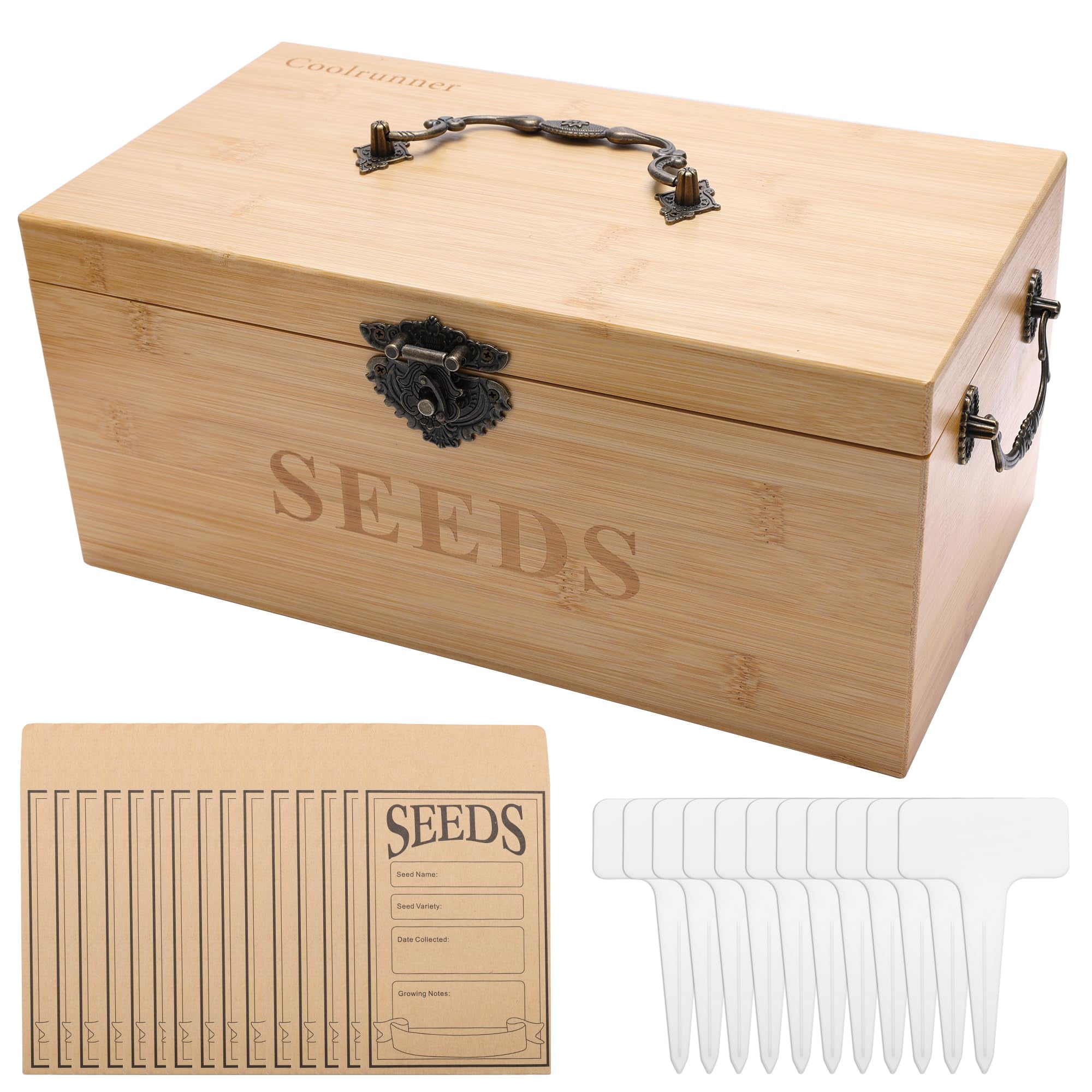 Coolrunner Wood Seed TWE5 Saving Box Seed Storage Organizer Case, Seed ...