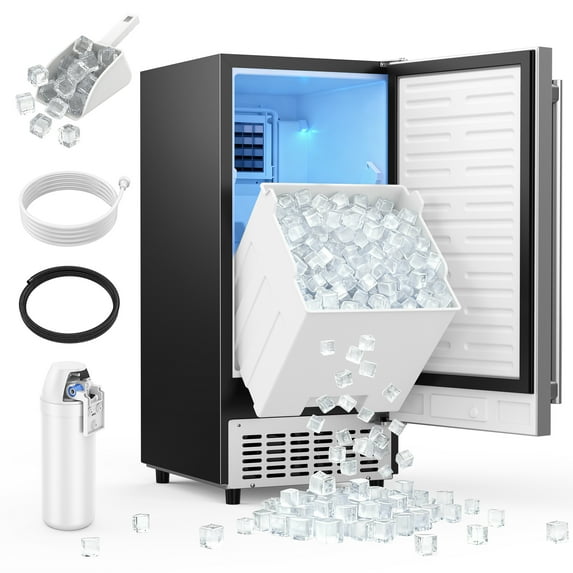 Coolski 15’’W Under Counter Ice Maker, Commercial Ice Machine 130 LBS ...