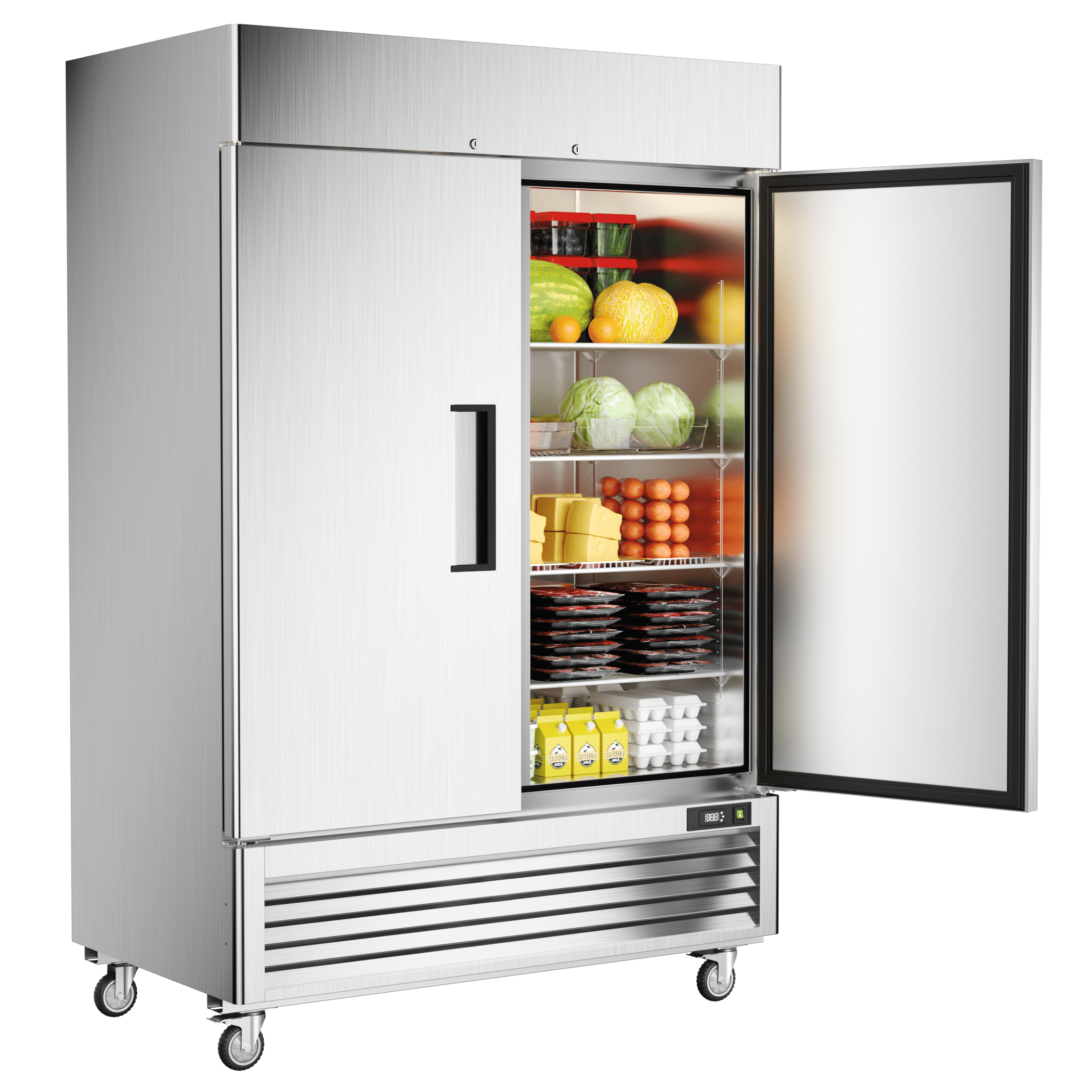 Coolski 54'' Two-Section Commercial Freezer, Stainless Steel Upright ...
