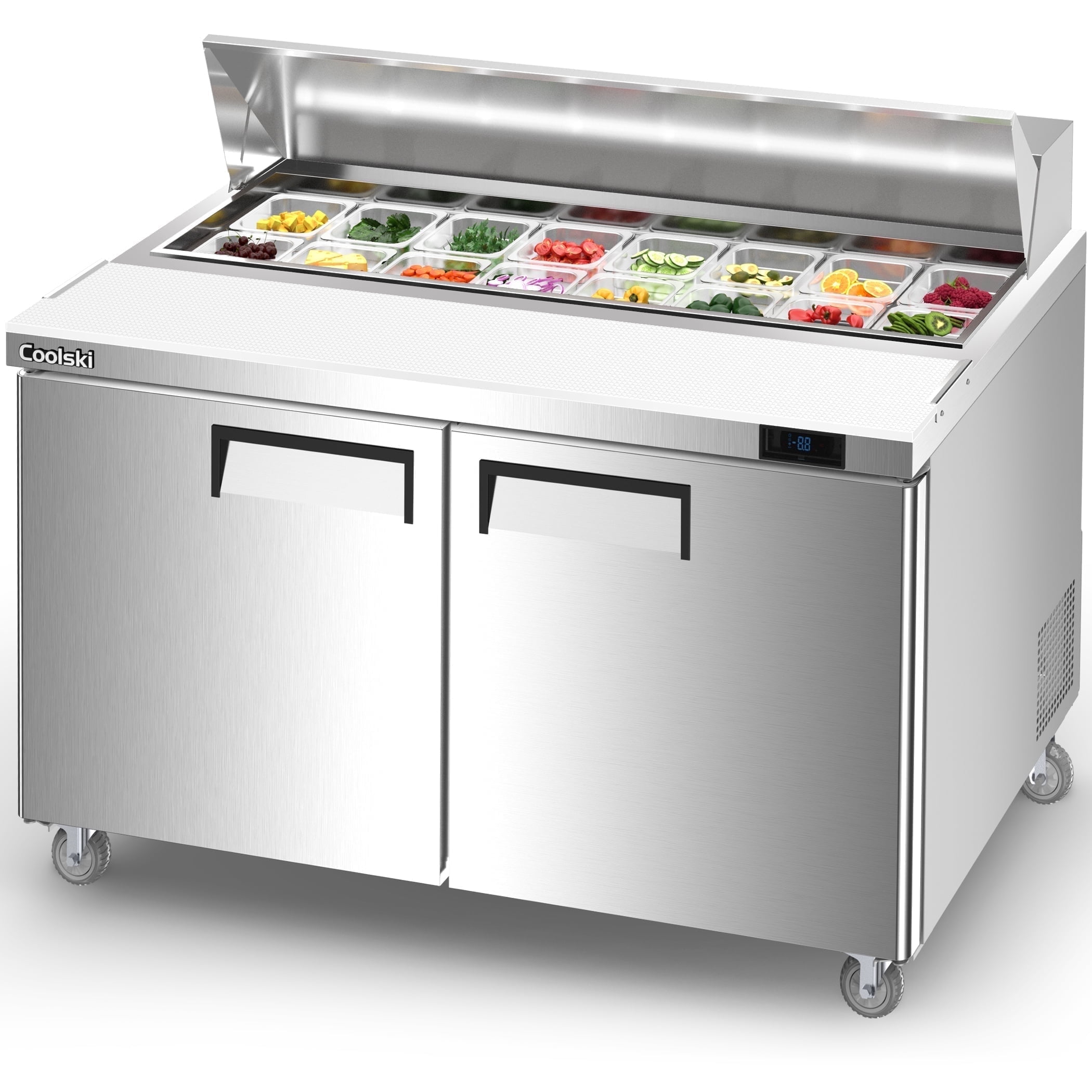 Coolski 60’’ Wide Commercial Salad Bar Refrigerator, Stainless Steel ...