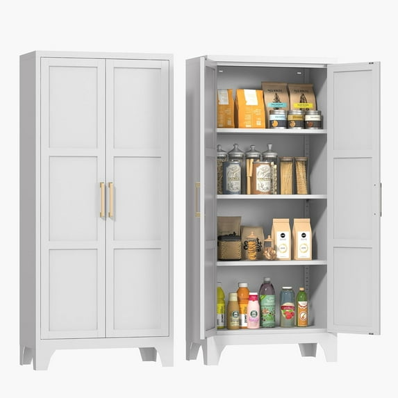 Coolsun Metal Pantry Cabinet, 61" Kitchen Pantry Storage Cabinet with 2 ...
