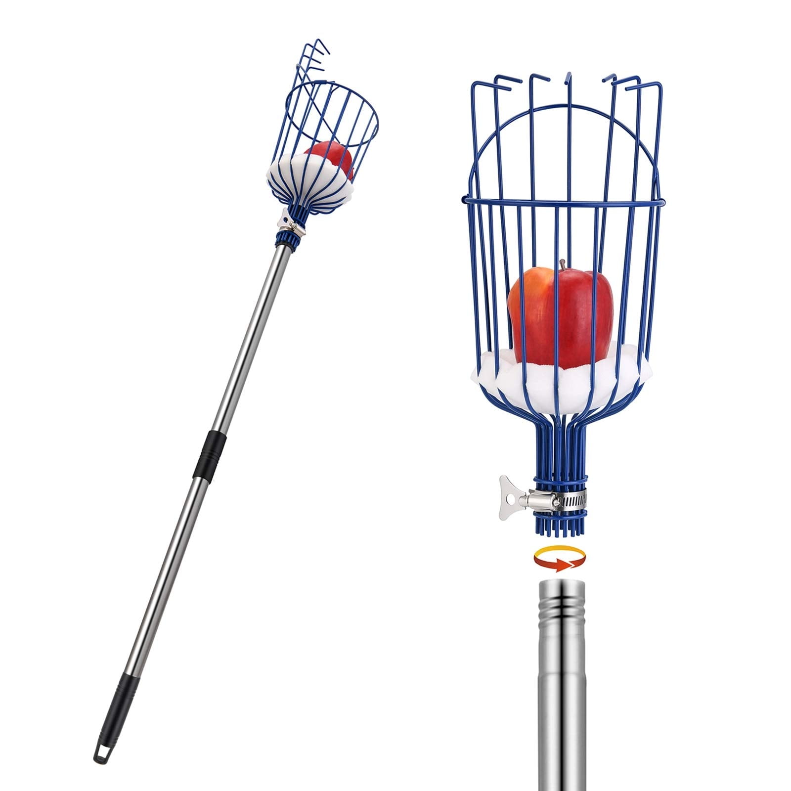 Cooltop Fruit Picker, 13 FT Picker Pole with Basket, Adjustable Fruit ...