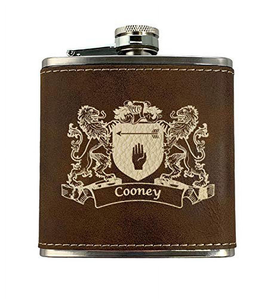 Cooney Irish Coat of Arms Leather Flask - Rustic Brown - Walmart.com
