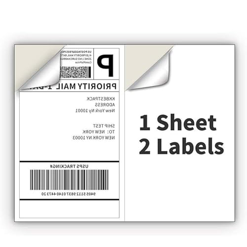 Coopaty Half Sheet Shipping Labels for Laser and Inkjet Printers 8.5 x ...