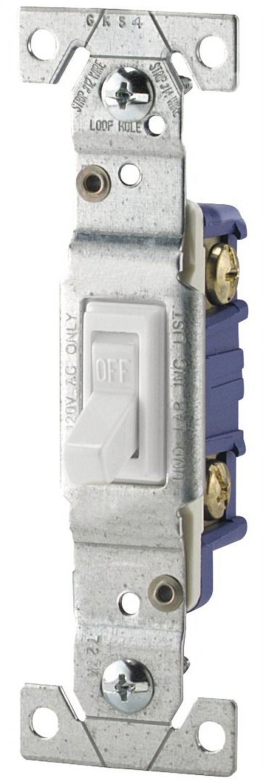 Eaton Wiring Devices 1301W Toggle Switch, 120 V, Wall Mounting ...