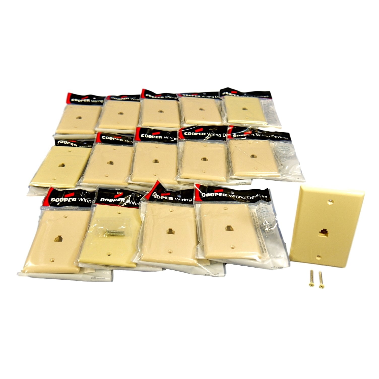 Cooper 3532-4V Ivory Four Wire Telephone Jack Wall Plate (Pack of 15 ...
