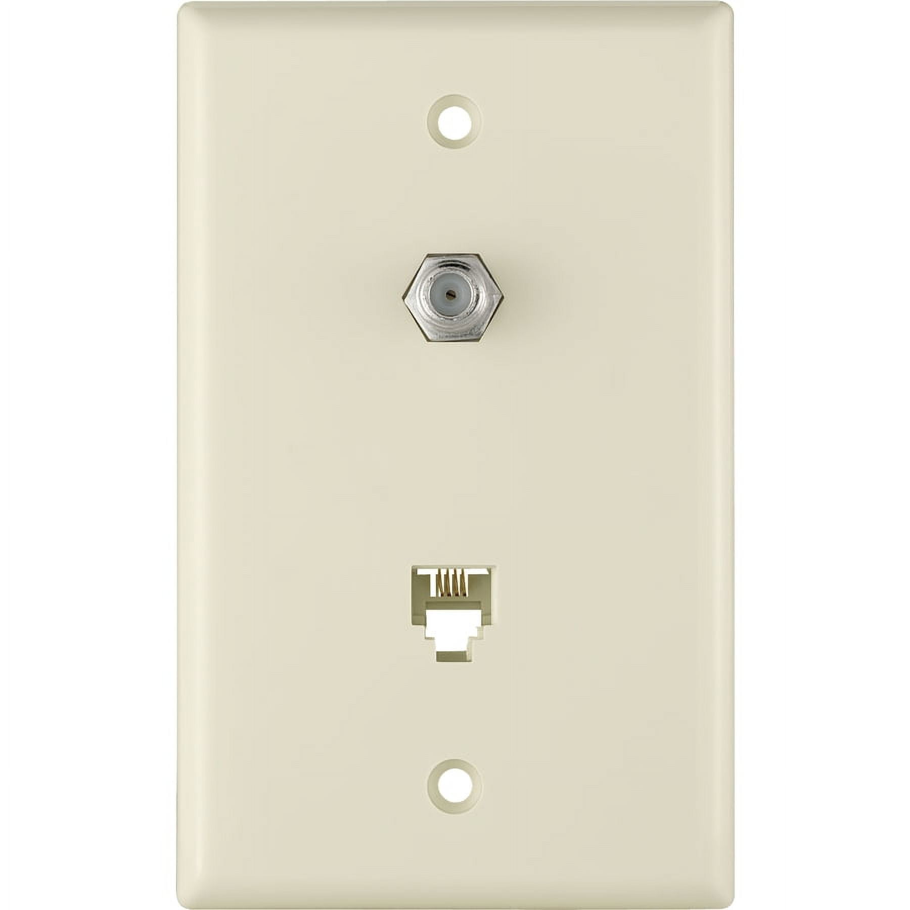 Cooper 3535-4A Almond Combination Coax Jack and Four Wire Telephone ...