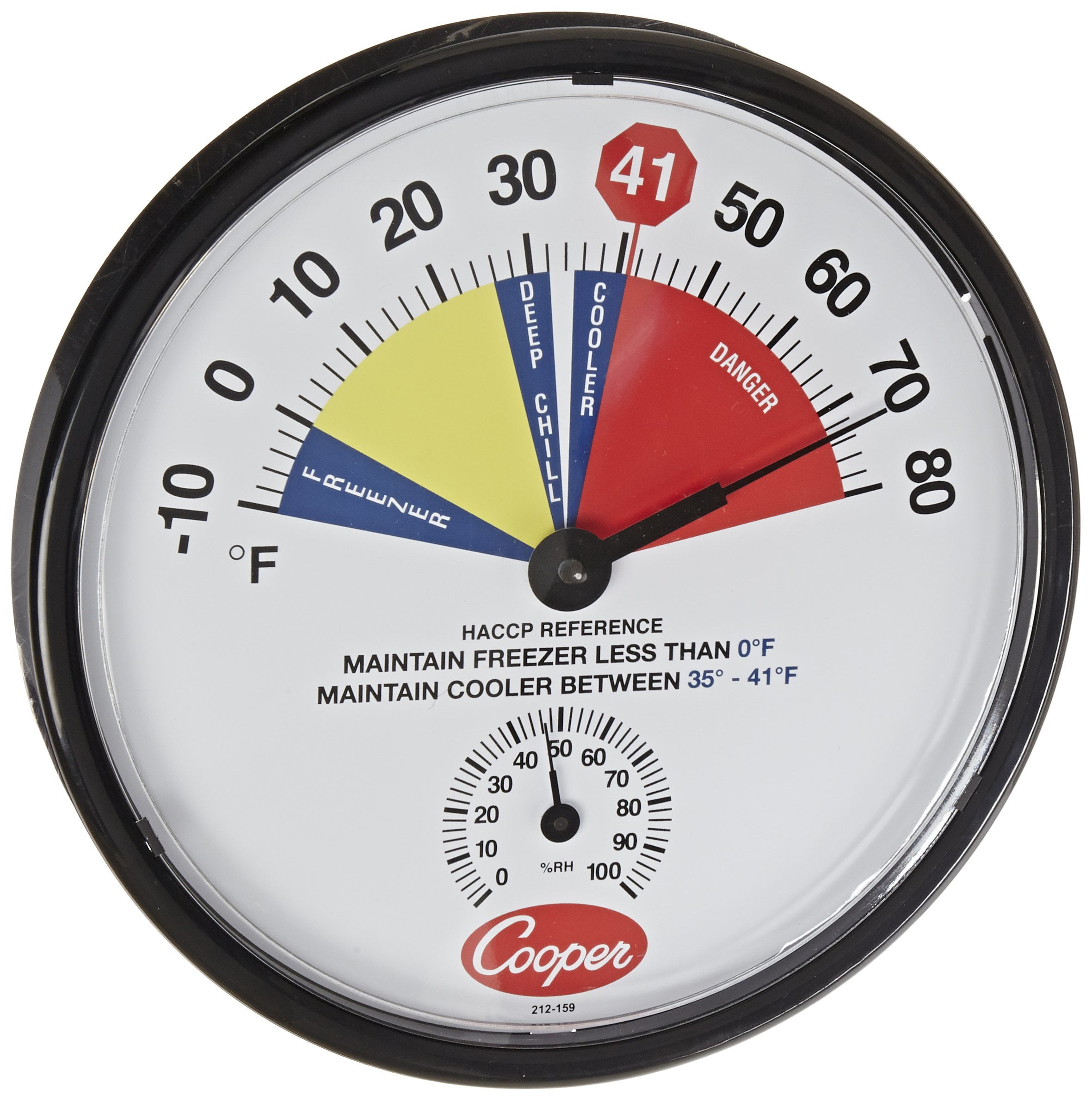 Cooper-Atkins 212-159-8 Bi-Metals HACCP Cooler/Freezer Thermometer, 10 ...