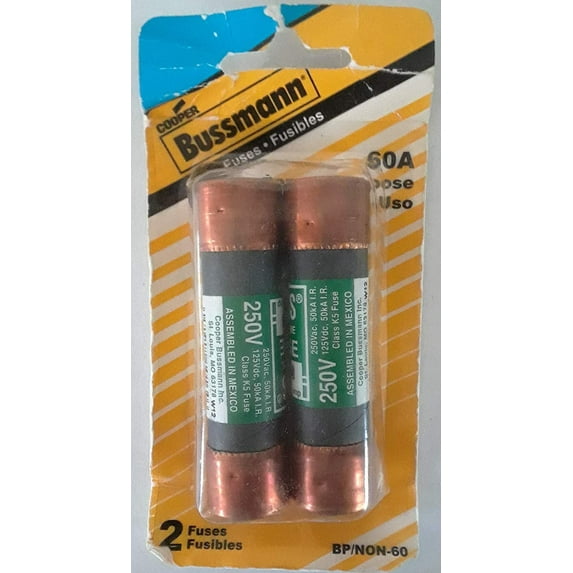 Cooper Bussmann Cartridge Fuse, 60A One-Time General Purpose, 250V, Class K5, 2-Pack - Walmart.com