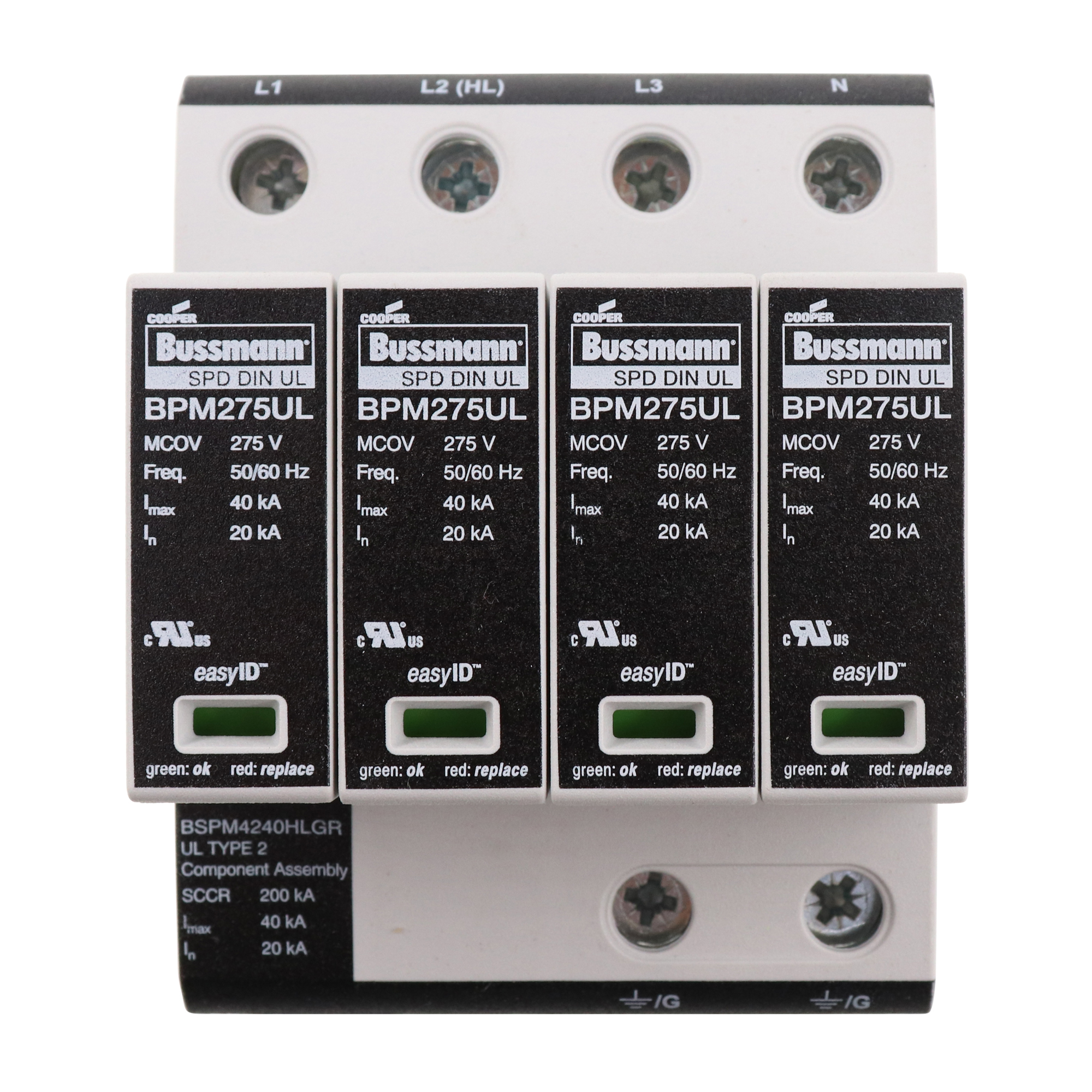 Cooper Bussmann BSPM4240HLGR SPD Surge Suppressor Module, 4-Pole, 200kA ...