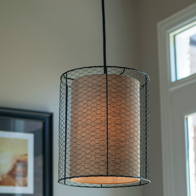 Cooper Chicken Wire and Burlap Pendant Light - Walmart.com